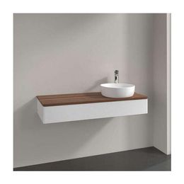 Villeroy & Boch Villeroy und Boch Antao Waschtisch-Unterschrank L12112GF mit Beleuchtung, 1 Auszug, 1200 x 190 x 500 mm, Front mit Struktur, Glossy White Lacquer / Warm Walnut