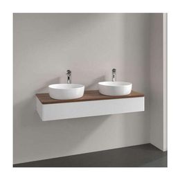 Villeroy & Boch Villeroy und Boch Antao Waschtisch-Unterschrank L13152GF mit Beleuchtung, 1 Auszug, 1200 x 190 x 500 mm, Front mit Struktur, Glossy White Lacquer / Warm Walnut