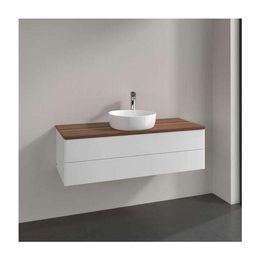 Villeroy & Boch Villeroy und Boch Antao Waschtisch-Unterschrank L21052GF mit Beleuchtung, 2 Ausz&uuml;ge, 1200 x 360 x 500 mm, Front ohne Struktur, Glossy White Lacquer / Warm Walnut