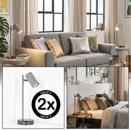 hofstein Javel Tischleuchte 2-er Set LED Chrom, Grau, 1-flammig