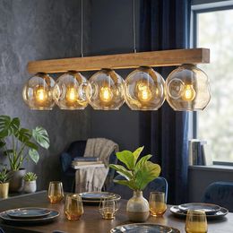 hofstein Ripoll H&auml;ngeleuchte Glas 15 cm Naturfarben, Schwarz, 5-flammig