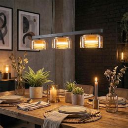 hofstein Folar Pendelleuchte LED Schwarz, 3-flammig