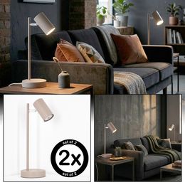 hofstein Javel Tischleuchte 2-er Set LED Sandfarben, Wei&szlig;, 1-flammig