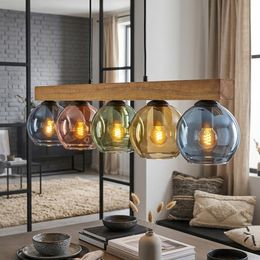 hofstein Koyoto H&auml;ngeleuchte Glas 15 cm Naturfarben, Schwarz, 5-flammig