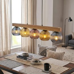 hofstein Koyoto H&auml;ngeleuchte Glas 15 cm Naturfarben, Schwarz, 5-flammig