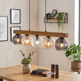 hofstein Koyoto H&auml;ngeleuchte Glas 15 cm Naturfarben, Schwarz, 5-flammig