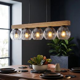 hofstein Koyoto H&auml;ngeleuchte Glas 15 cm Naturfarben, Schwarz, 5-flammig