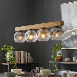 hofstein Ripoll H&auml;ngeleuchte Glas 15 cm Naturfarben, Schwarz, 4-flammig