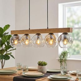 hofstein Ripoll H&auml;ngeleuchte Glas 15 cm Naturfarben, Schwarz, 5-flammig