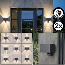 hofstein Almodofa Au&szlig;enwandleuchte 2-er Set LED Anthrazit, 1-flammig, Bewegungsmelder
