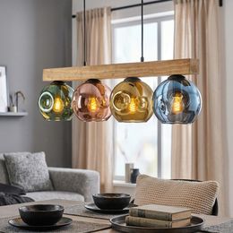 hofstein Ripoll H&auml;ngeleuchte Glas 15 cm Naturfarben, Schwarz, 4-flammig