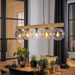 hofstein Gastor H&auml;ngeleuchte Glas 15 cm Naturfarben, Schwarz, 5-flammig