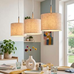 hofstein Ganik H&auml;ngeleuchte Chrom, Sandfarben, 3-flammig