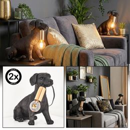 hofstein Hunde Lampe Jomil Tischleuchte 2-er Set Gold, Schwarz, 1-flammig