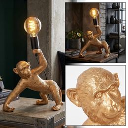 hofstein Affenlampe Kemor Tischleuchte Gold, Schwarz, 1-flammig