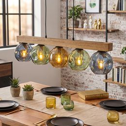 hofstein Ripoll H&auml;ngeleuchte Glas 15 cm Naturfarben, Schwarz, 5-flammig