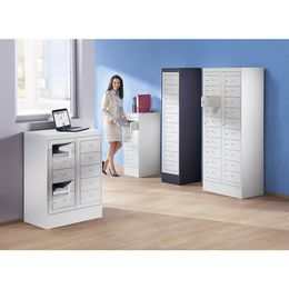 Laptopschrank, 5 F&auml;cher, HxB 1115 x 400 mm, schwarzgrau / lichtgrau kaiserkraft
