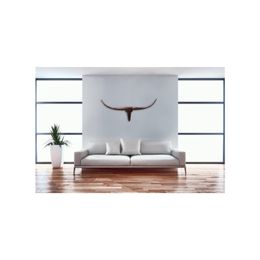 FineBuy Deko Geweih Bull M Aluminium Design H&ouml;rner 100cm Wanddekoration Bronze