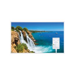 Heidenfeld Infrarotheizung HF-HP105, mit Bild, 16 Motive, 10 J. Garantie, Thermostat, Wandmontage (600 Watt, Wasserfall1)