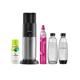 SodaStream DUO Wassersprudler Titan + 7UP zero Sirup Virtuelles Bundle (1x Glasfl. 1L + 1x KSTFL 1L, 1x QC, 1x 7up Zero)