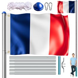 Monzana Fahnenmast Alu 650cm mit Frankreich-Flagge