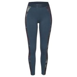 Leggings Lascana ACTIVE, Damen, Gr. XS (32/34), N-Gr, blau (dunkelblau), Jersey, Obermaterial: 95% Baumwolle, 5% Elasthan, unifarben mit Farbeinsatz, eng kn&ouml;chellang, Hosen Leggings, mit seitlichen floralen Eins&auml;tzen
