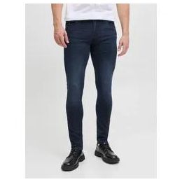 Jack & Jones Skinny-fit-Jeans JACK & JONES "JJILIAM Skinny Jeans mit Used-Waschung f&uuml;r schlanke Silhouette", Herren, Gr. 28, L&auml;nge 32, blau (denim blau), Denim/Jeans, Obermaterial: 99% Baumwolle, 1% Elasthan, Abriebeffekte, skinny fit lang, Jeans, Abriebeffekte, modisch, skinny fit, Baumwollmischung
