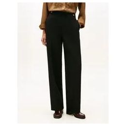 Anzughose Tommy Hilfiger "PUNTO GB STRAIGHT PANT", Damen, Gr. 42, N-Gr, schwarz, Web, Obermaterial: 68% Polyester, 28% Viskose, 4% Elasthan, unifarben, straight fit kn&ouml;chellang, Hosen Anzughose