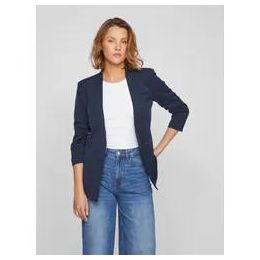 Kurzblazer Vila "VIHER NEW 3/4 BLAZER -NOOS", Damen, Gr. XS, blau (navy blazer), Web, Obermaterial: 63% Polyester, 33% Viskose, 4% Elasthan, unifarben, regular fit h&uuml;ftlang, Blazer Kurzblazer, Materialmix, regular fit