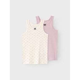 Unterhemd name it "NMFTANK TOP 2P BUTTERCREAM FLORAL NOOS", M&auml;dchen, Gr. 98, 2 Stk., N-Gr, beige (buttercream), Jersey, Obermaterial: 95% Baumwolle, 5% Elasthan, bedruckt, Rundhals, Unterhemden Unterhemd