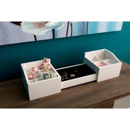 Kosmetikbox "Marlisa, wei&szlig;", schwarz, B:32cm H:15,5cm T:11,5cm, MDF, MyFlair M&Ouml;BEL & ACCESSOIRES, Aufbewahrungsboxen, ausziehbar, auch ideal als Schmuckkasten