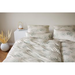 Bettw&auml;sche Elegante "Meadow", beige (salbei), B/L: 135cm x 200cm, 1 Stk., 1 Stk., Mako-Satin, B/L: 80cm x 80cm, 2, Mako-Satin, Obermaterial: 100% Baumwolle, Bettw&auml;sche, Bettw&auml;sche, angenehmes Hautgef&uuml;hl