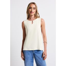 Shirttop Street One, Damen, Gr. 42, wei&szlig; (sanftes wei&szlig;), Jersey, 95% Viskose, 5% Elasthan, unifarben, normal normal, U-Boot-Ausschnitt, abgesteppt, Tops Shirttop, mit Materialmix