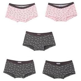 Panty bonprix, M&auml;dchen, Gr. 128/134, 5 Stk., grau (schiefergrau, hellrosa bedruckt), Obermaterial: 95% Baumwolle, 5% Elasthan, Unterhosen Panty, im 5er-Set, aus Baumwolle und Elasthan, k&ouml;rpernahe Passform