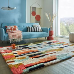 Wollteppich FLAIR RUGS "Zagora Shaggy", bunt, B:160cm H:13mm L:230cm, Wolle, Teppiche, aus 100% Wolle; Flokati Zottelflor