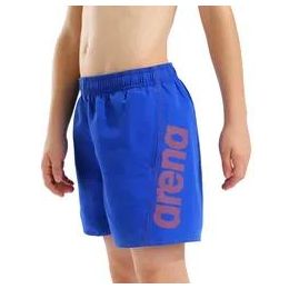 Badeshorts arena "FUNDAMENTALS arena LOGO JR BOXER R", Jungen, Gr. 140 (134), N-Gr, neon blau, team orange, Obermaterial: 100% Polyester, Badehosen Badeshorts, f&uuml;r Kinder, mit Seitentaschen, mit Mesh-Innenslip, schnelltrocknend