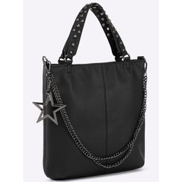Handtasche Heine, Damen, Gr. B/H/T: 32cm x 30cm x 5cm, schwarz, Metall, Viskosemischung, unifarben, Taschen Handtasche