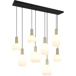 Trio LEUCHTEN Pendelleuchte "DIVA, E27 H&auml;ngelampe 8-flammig mit Glasschirm, exkl 8xE27 max 10W", braun (messing matt), 8, H: 150cm, 1 Stk., Leuchten, h&ouml;henverstellbar bis max 150cm H&auml;ngeleuchte 120x32 cm Wohnzimmer K&uuml;che, Pendelleuchte