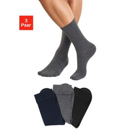 H.I.S. Basicsocken H.I.S, Damen, Gr. 39-42, 1x anthrazit, 1x marine, 1x schwarz, Viskose, unifarben, elastisch, Socken, mit weicher Viskose