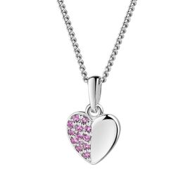 Kette mit Anh&auml;nger Firetti "Schmuck Geschenk Silber 925 Halsschmuck Halskette Herz", silberfarben, pink, Halsketten, Jungen, Silber 925 (Sterlingsilber), L: 38 B: 1,1mm, mit Zirkonia (synth.), B:1,1mm
