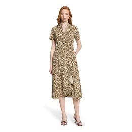 Midikleid Betty Barclay "Damen mit Volant", Damen, Gr. 36, Normalgr&ouml;&szlig;en, beige, khaki, Obermaterial: 94% Polyester, 6% Elasthan, figurumspielend lang, Kleider Midikleid
