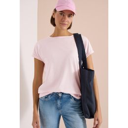 Rundhalsshirt Cecil, Damen, Gr. XL (44), light blush rose, Web, 95% Baumwolle, 5% Elasthan, gestreift, comfort fit normal, Rundhals, normaler Saum, Shirts Rundhalsshirt, mit U-Boot-Ausschnitt