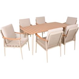 Garten-Essgruppe Garden Pleasure "TULUM", sandbeige, braun, sandbeige, B:190cm H:92cm T:280cm, Aluminium, Baumwolle, Kunststoff, Sitzm&ouml;bel-Sets, mit Polsterung