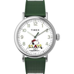 Quarzuhr Timex "PEANUTS WATERBURY STANDARD", gr&uuml;n, Armbanduhren, Damen, Quarzuhr, Armbanduhr, Herrenuhr, Damenuhr,Kunststoffarmband, Leuchtzeiger
