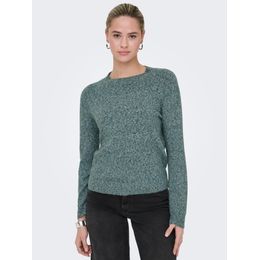 Rundhalspullover Only "ONLRICA LIFE L/S PULLOVER KNT NOOS", Damen, Gr. XS, gr&uuml;n (sea moss detail:with melange), Strick, Obermaterial: 93% Polyester, 4% Nylon, 3% Elasthan, meliert, regular fit normal, Rundhals, Rippstrickb&uuml;ndchen, Pullover Rundhalspullover, Materialmix, regular fit