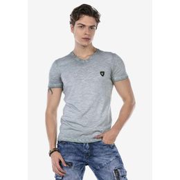 Cipo & Baxx T-Shirt CIPO & BAXX "T-Shirt", Damen, Gr. XL, gr&uuml;n (lightgr&uuml;n), 100% Baumwolle, unifarben, regular fit, Rundhals, Shirts T-Shirt, mit kleinem Logo-Patch