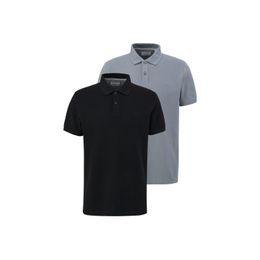 Poloshirt s.Oliver "Poloshirt Basic Poloshirt 2er Pack", Damen, Gr. M, bunt (schwarz, hellgrau), Obermaterial: 100% Baumwolle CO., Shirts