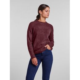 Strickpullover Pieces "PCJULIANA LS O-NECK KNIT NOOS BC", Damen, Gr. S, lila (tawny port), Strick, Obermaterial: 82% Polyester, 15% Polyacryl, 3% Elasthan, unifarben, regular fit h&uuml;ftlang, Rundhals, Pullover Strickpullover