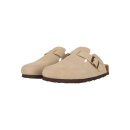 Sandale NOU "Corwin Leather Cork Clog V2", Damen, Gr. 37, timber wolf, Leder, Schuhe Sandale