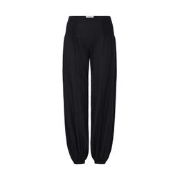 Loungehose oxmo "Loungehose OXNInna Linen Mix Relaxed Fit", Damen, Gr. L, N-Gr, schwarz (meteorite), Obermaterial: 80% Viskose LENZING LenzingCV. 20% Leinen LI., Hosen Loungehose